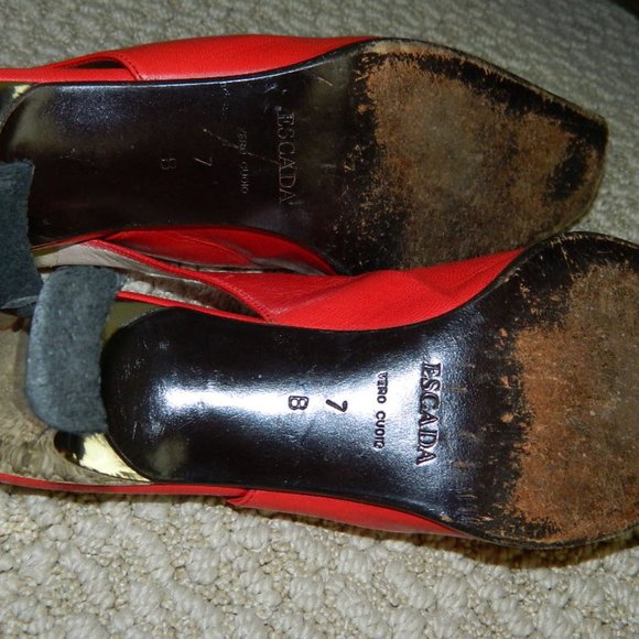 Escada | Shoes | Escada Red Leather Classic Sling Back Pumps Us 7 ...